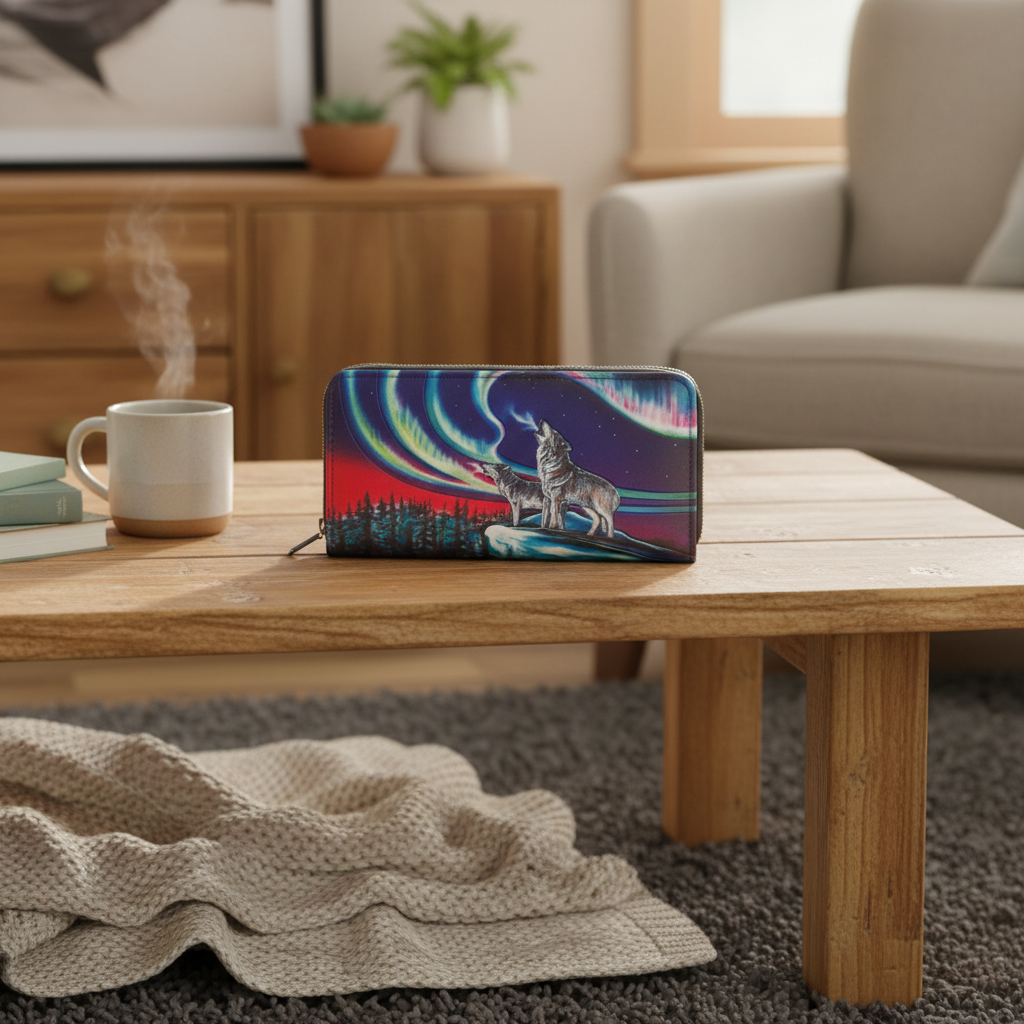 Sky Dance Wolf Song Embossed Wallet - Amy Keller-Rempp Mohawk Art ...